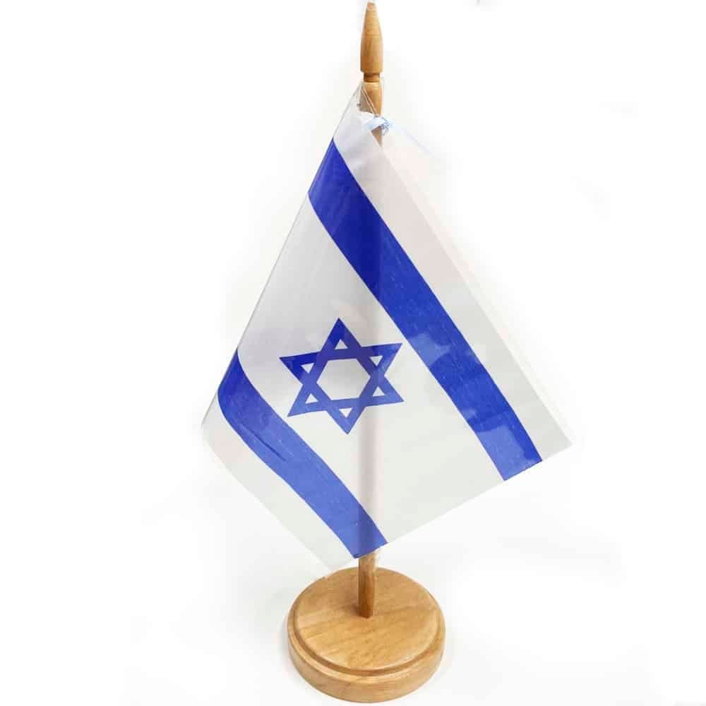 Bandera de Israel para Escritorio Base Madera - Librería Kyrios