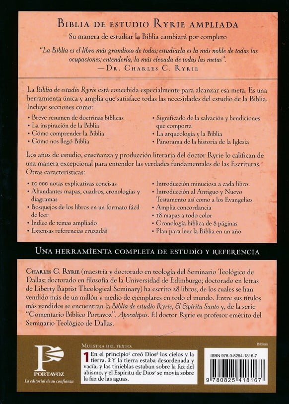 Biblia de Estudio Ryrie Reina Valera 1960 Tapa Dura - Librería Kyrios