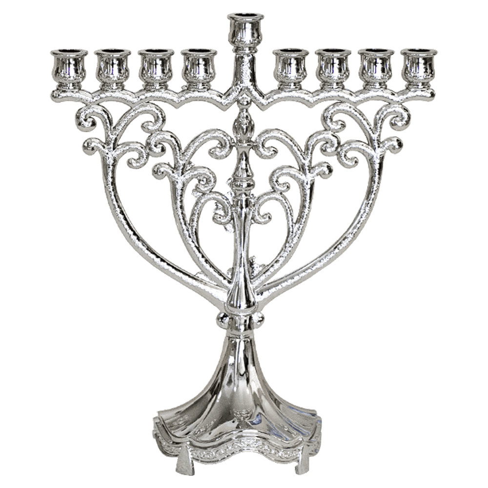 Menorah de Hanukkah plateada Mediana 21 cm - Librería Kyrios