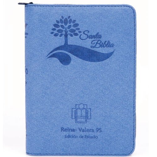 Biblia de Estudio RV95 Azul con indice y forro - Librería Kyrios