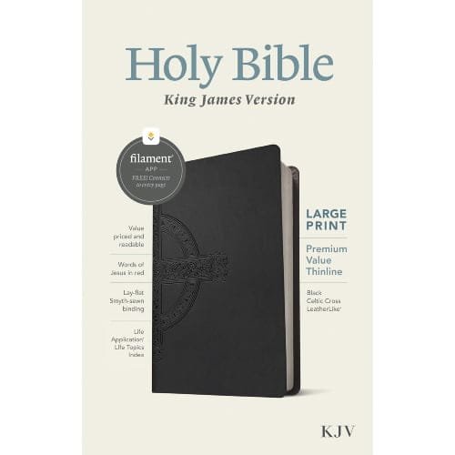KJV Large Print Premium Value Thinline Bible (Ingles) Black Celtic ...