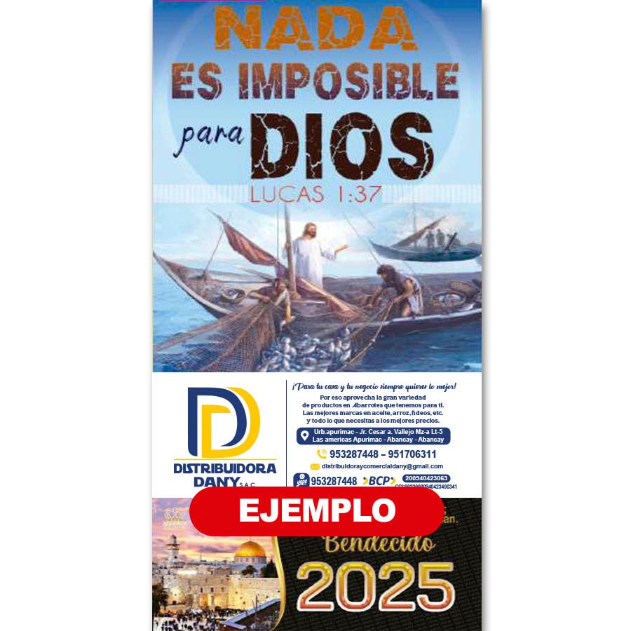 Paquete 100 Almanaques Gigantes con publicidad FULL COLOR - Librería Kyrios